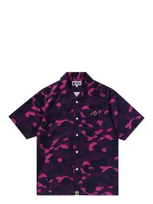 A BATHING APE Color Camo Ape Head One Point Shirt - Purple