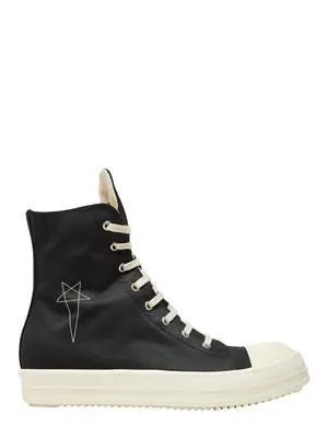 Rick Owens Pentagram Embroidery High-top Sneakers - Black
