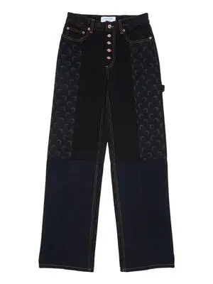 MARINE SERRE Moon Denim Boyfriend Trousers - Black