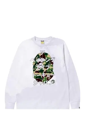 A BATHING APE Abc Camo Japanese Letters Long-sleeve Tee - White