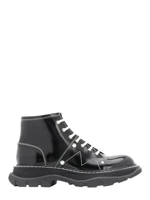 Alexander McQueen Tread Slick Lace Up Boot - Black