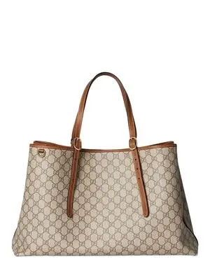 Gucci Emblem Large Tote Bag Tan
