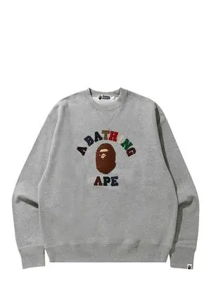 A BATHING APE College Applique Relaxed Crewneck - Grey