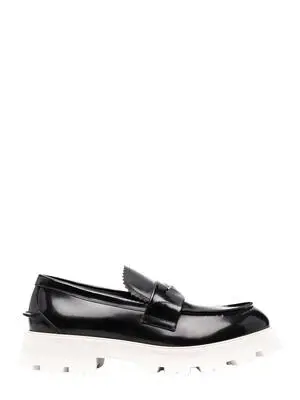 Alexander McQueen Contrast Sole Leather Loafers - Black