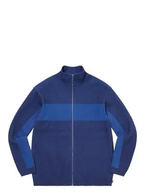 Supreme Two-tone Ribbed Zip-up Sweater - Blue