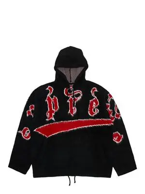 Supreme Accent Brushed Zip Up Hooded Sweater - Black