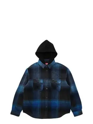 Supreme Quilted Lined Hooded Flannel Shirt - Blue