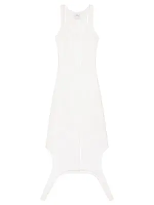 COURREGES Reversed Rib Knit Long Dress - White