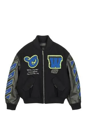 Off-White Hammer Leather Over Bomber - Black