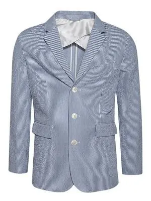 BODE Club Stripe Single Breasted Suit Jacket - Blue