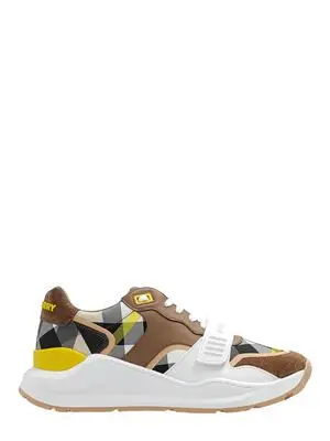 Burberry Ramsey Geometric Check Sneakers - Brown