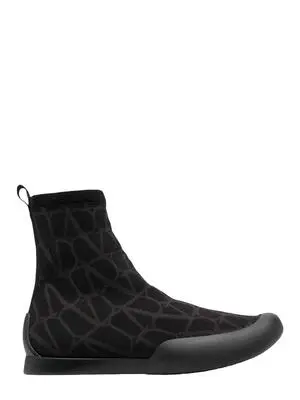 Valentino Garavani Toile Iconographe Cityshore Sock Boot - Black