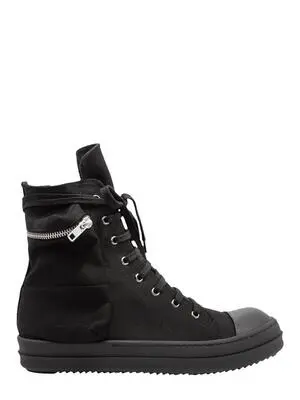Rick Owens Gethsemane Cotton Cargo High Sneakers - Black