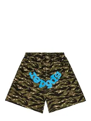 SP5DER Og Web V2 'tiger Camo' Sweatshorts - Green