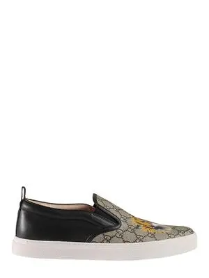 Gucci Gg Supreme Slip-on With Tiger Print - Brown
