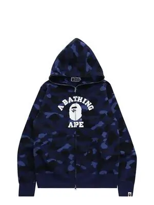 A BATHING APE Color Camo College Zip-up Hoodie - Blue