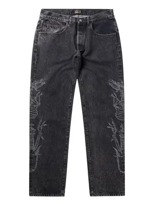 Aries Lasered Dragon Batten Jean - Black