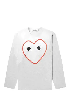 Play Comme Des Garcon Long-sleeve T-shirt With Heart Logo - Grey