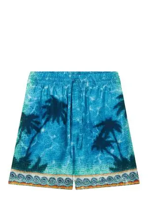 Casablanca Emblem Silk Shorts - Blue
