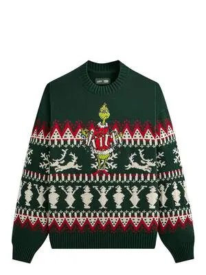 Kith X The Grinch Fair Isle Lewis Crewneck Sweater - Green