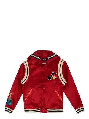 JUST DON Satin Varsity Jacket - Red
