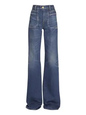 Balmain High-waisted Flare Jeans - Blue