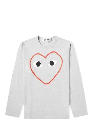 Play Comme Des Garcon Play Heart Outline Long-sleeve Tee - Grey