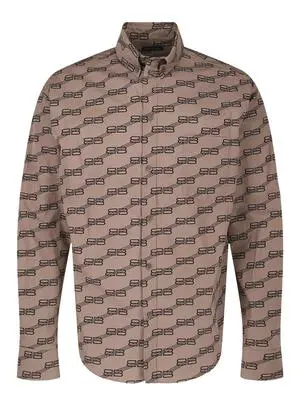Balenciaga Monogram Long-sleeve Shirt - Tan