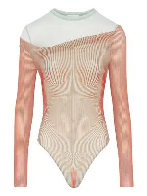 Jean Paul Gaultier Double Layer Pinstripe Body Morphing Bodysuit - Green