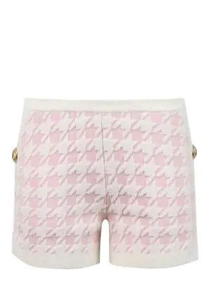Balmain Houndstooth Tweed Shorts - Pink