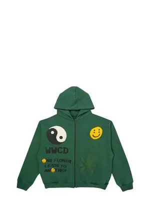 CACTUS PLANT FLEA MARKET Earth First Zip Hooded Sweatshirt - Green