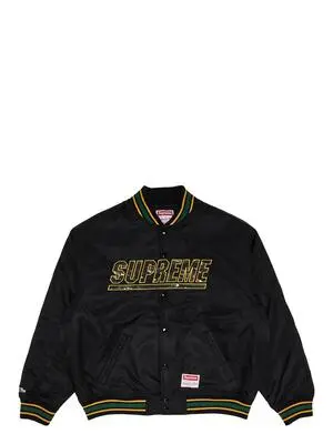 Supreme X Mitchell & Ness Camo Logo Varsity Jacket - Black