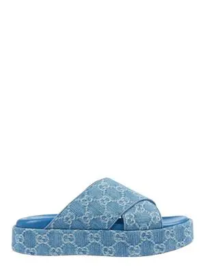 Gucci Gg Platform Slide Sandal - Blue
