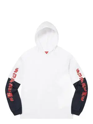 Supreme Layered Hooded Long-sleeve Top - White