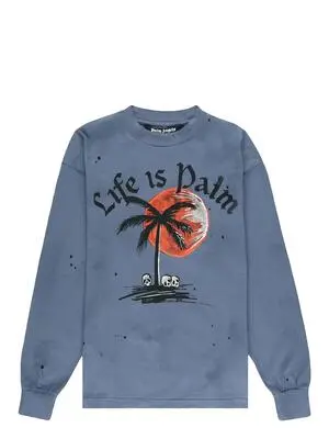 Palm Angels Sunset Palm Classic Long-sleeve Tee - Blue