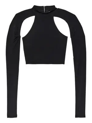 PURPLE BRAND Cut Out Cropped Top - Black