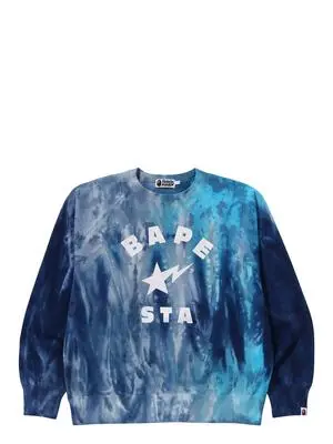 A BATHING APE Ice Dye Relaxed Fit Crewneck - Blue