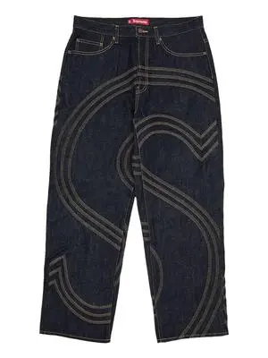 Supreme S Logo Rigid Baggy Jean - Blue