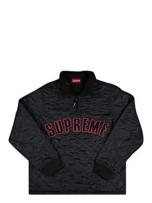 Supreme Arc Logo Quilted Half Zip Pullover - Black