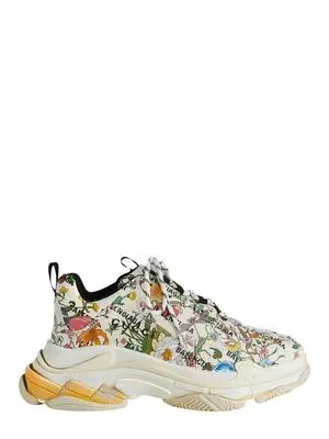 Balenciaga Gucci X Triple S Floral Sneakers - White