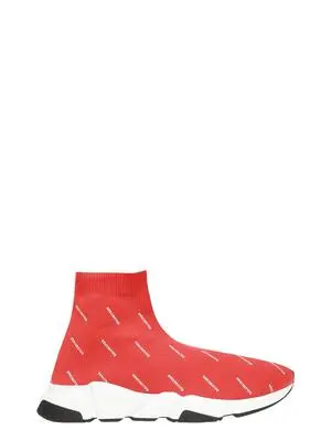 Balenciaga Speed Trainer Mid 'all Over Logo - Red