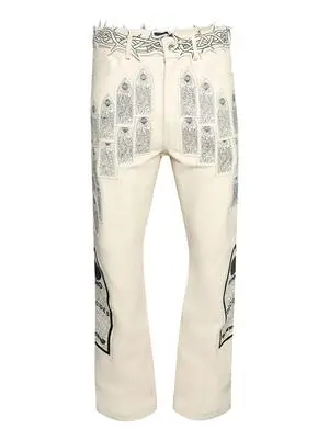 WHO DECIDES WAR BY EV BRAVADO Patched Arch Embroidered Pant - White