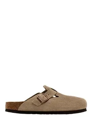BIRKENSTOCK Suede Soft Footbed Clogs - Tan