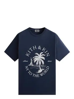 Kith Ny To The World Palm Pocket Tee - Blue