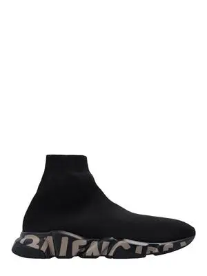 Balenciaga Speed Sneaker With Graffiti Midsole - Black