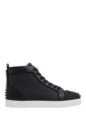 CHRISTIAN LOUBOUTIN Louis Flat Spiked High-top Sneakers - Black