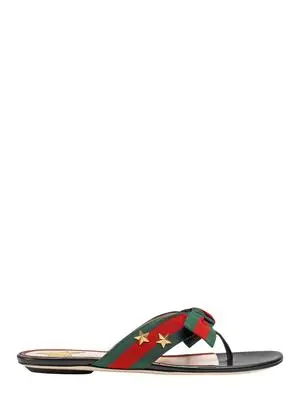 Gucci Web Bow Accent G-thong Sandal - Black