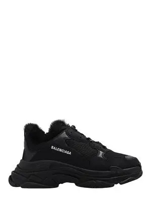 Balenciaga Triple S Faux Fur Sneaker - Black