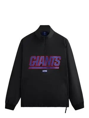 Kith For The Nfl Giants Nylon Quarter Zip Mock Neck - Black