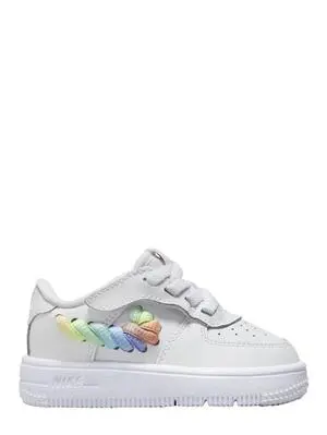 Nike Force 1 Low Lv8 Easyon Td Sneakers With Rainbow Lace Swoosh - Cream